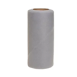 Falk Fabrics Tulle Spool for Decoration, 6-Inch by 25-Yard, Grey
