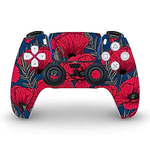 Head Case Designs Officially Licensed Katerina Kirilova Night Poppy Garden Patterns Vinyl Faceplate Gaming Skin Decal Compatible With Sony PlayStation 5 PS5 Disc Edition Console & DualSense Controller