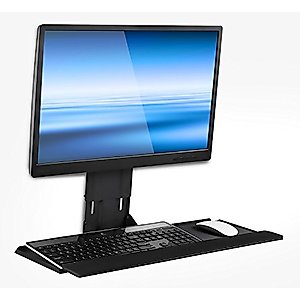 Mount-It! Monitor and Keyboard Wall Mount, Height Adjustable Standing VESA Keyboard Tray, 25 Inch Wide Platform with Mouse Pad (MI-7915)