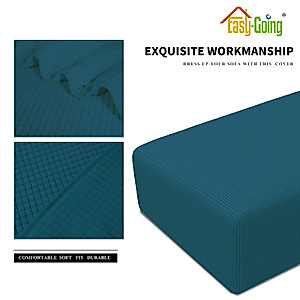 Easy-Going Stretch Ottoman Cover Folding Storage Stool Furniture Protector Soft Rectangle Slipcover with Elastic Bottom (Ottoman XX-Large, Peacock Blue)
