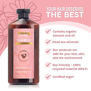 Botany Natural Shampoo for colored and very dry hair with Organic Pomegranate, Grape Seeds, and Chamomile- Vegan Shampoo for Women and Men SLS/SLES, Silicon, Paraben and Cruelty Free,17.6 oz