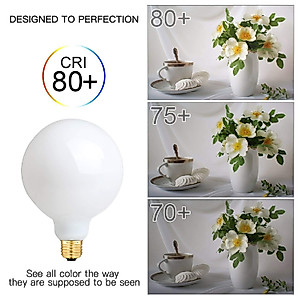 WUHOSTAM 15W Dimmable LED Large Globe Bulb 3000K Soft White Lighting, 90W Equivalent 900LM E26 Base, Vintage G125 Milky Pearl Opal White Glass LED Filament Light Bulbs, Smooth Dimming, 1 Pack