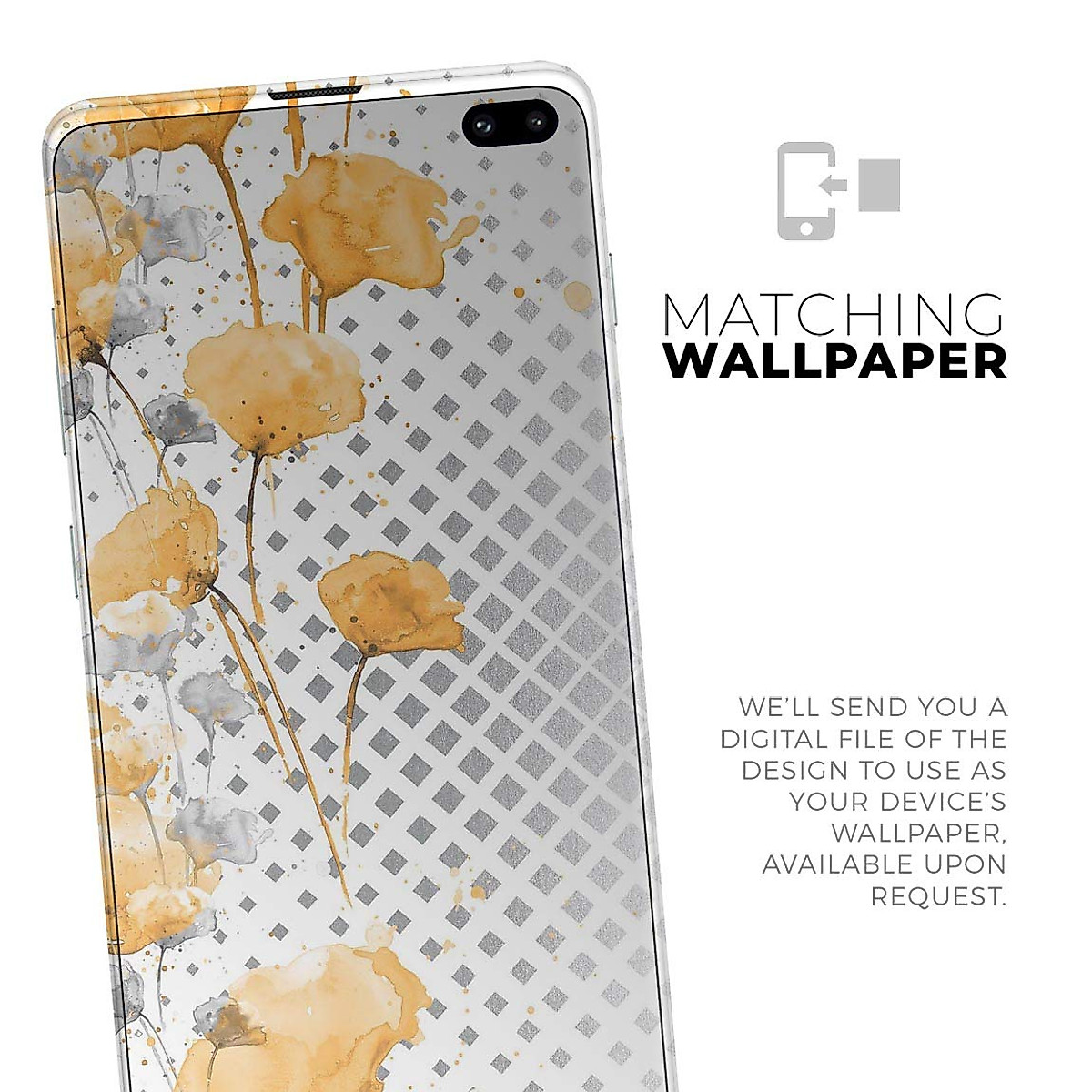 DesignSkinz Karamfila Yellow & Gray Floral V8 Protective Vinyl Decal Wrap Skin Cover Compatible with The Samsung Galaxy S20 (Screen Trim & Back Glass Skin)