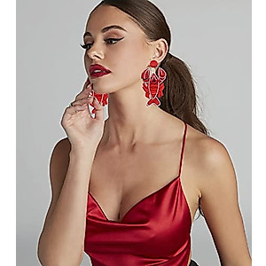 Beaded Starfish Earrings for Women Handmade Statement Lobster Dangle Earrings Boho Summer Funky Crawfish Drop Dangling Earrings Weird Boho Vacation Earrings Jewelry Beach Lover Gift