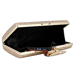 EROUGE Leather Sparkling Evening Clutch Purse Women Designer Handbag for Wedding Party (Rose gold color)