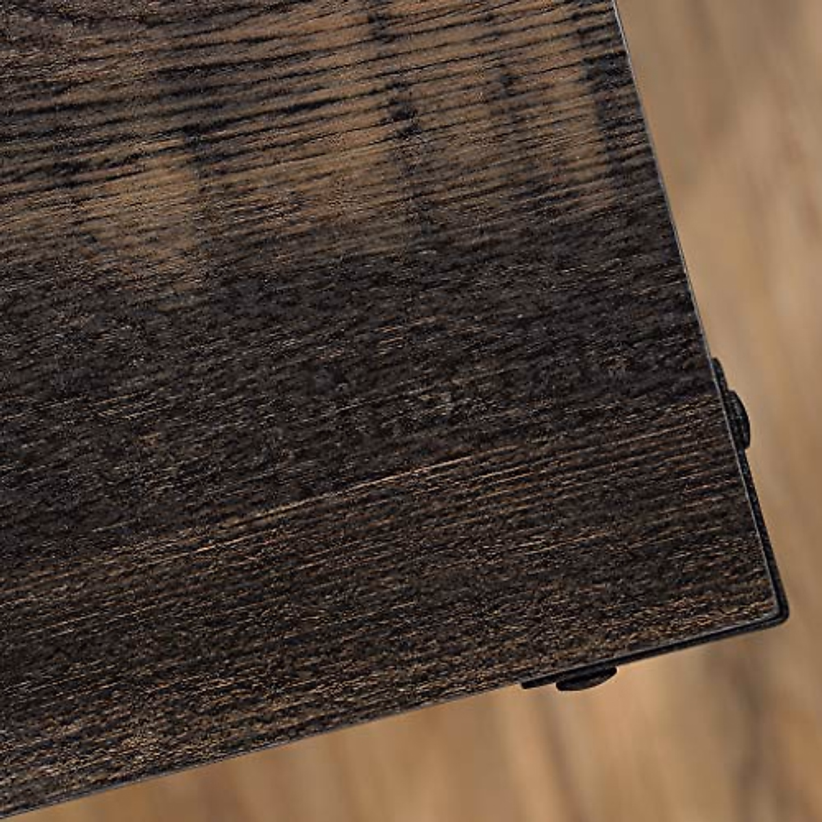 Sauder Steel River L-Shaped Desk, L: 59.84" x W: 57.32" x H: 29.53", Carbon Oak Finish