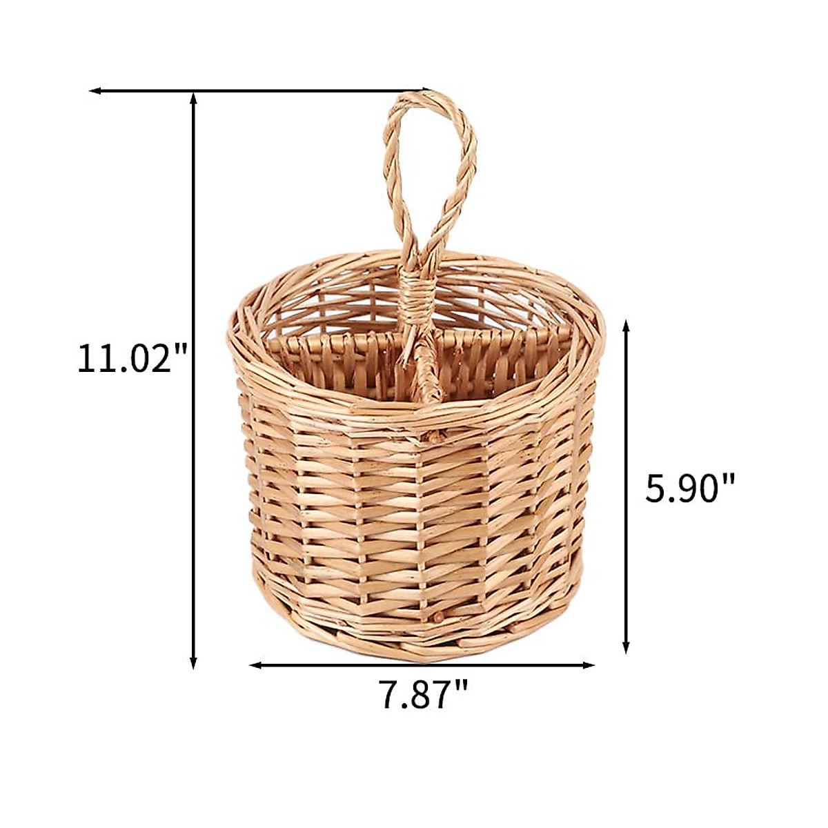 YRLSOTGE Wicker Utensil Caddy Flatware Organizer, Silverware Caddy with 4 Divided,Kitchen Countertop Utensil Holder,Dining Table,Parties - Holds Forks, Knives, Spoons,Serving Utensils Original