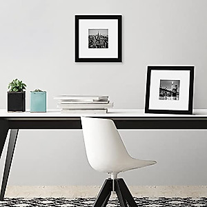 Americanflat 8x8 Picture Frame in Black - Displays 4x4 With Mat and 8x8 Without Mat - Composite Wood with Shatter Resistant Glass - Horizontal and Vertical Formats for Wall and Tabletop