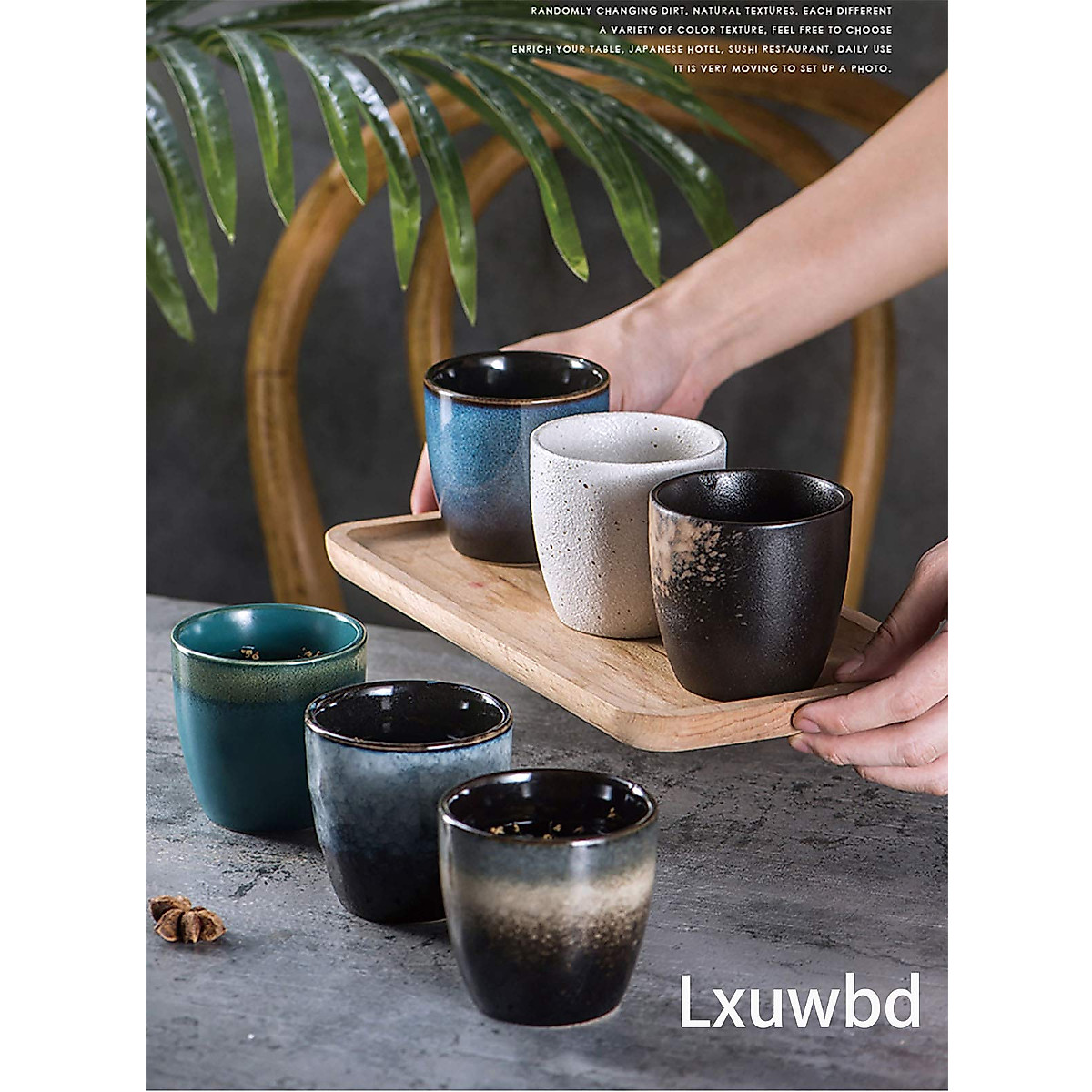 Lxuwbd- Ceramic Teacup, Kung Fu Tea Set, Coffee cup，Yerba Mate Set - Ceramic Mate CupSet of 4 (4-color, Ceramic cups)