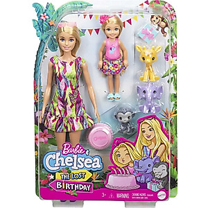 Barbie and Chelsea The Lost Birthday Playset with Barbie & Chelsea Dolls, 3 Pets & Accessories, Gift for 3 to 7 Year Olds