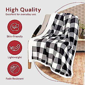 Safdie & Co. - Black and White Checkered Blanket, Indoor and Outdoor Buffalo Plaid Rug, Use As Halloween Blanket, Fall Throw Blanket, or Autumn Decor Throw, Soft and Stain Resistant, 50 x 60 Inches