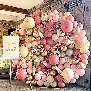 Orgnafey Retro Dusty Pink Balloons Garland Kit 171Pcs Pastel Light pink Nude Metallic Gold Balloon Arch For Wedding Princess Bridal Engagement Anniversary Girl Baby Shower Birthday Party Decorations