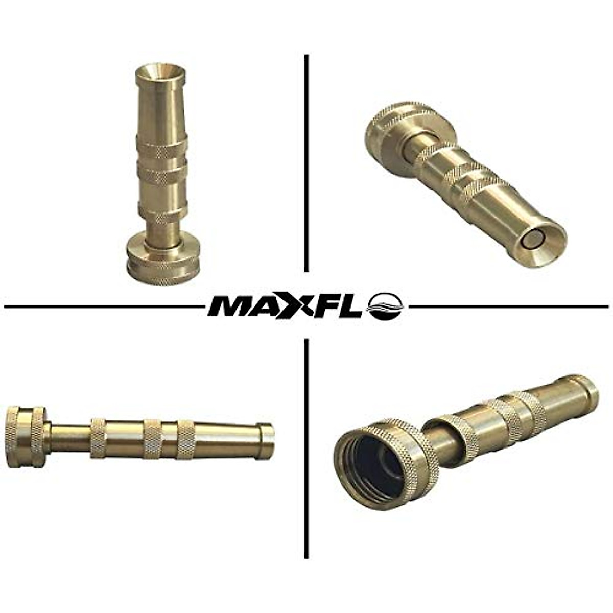 MAXFLO High Pressure Hose Nozzle [2 Pack] Heavy Duty | Brass Water Hose Nozzles for Garden Hoses | Adjustable Function | Fits Standard Hoses, Garden Sprayer, Spray Nozzle, Power Washer Nozzle