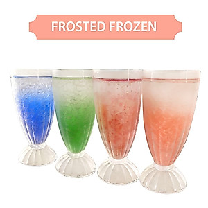 Lily's Home Insulated Double Wall Gel-Filled Acrylic Plastic Frosted Freezer Milkshake Glasses. Ideal for Root Beer Float, Smoothies and Ice Cream Soda. Old Fashioned Style. Set of 4 Colors