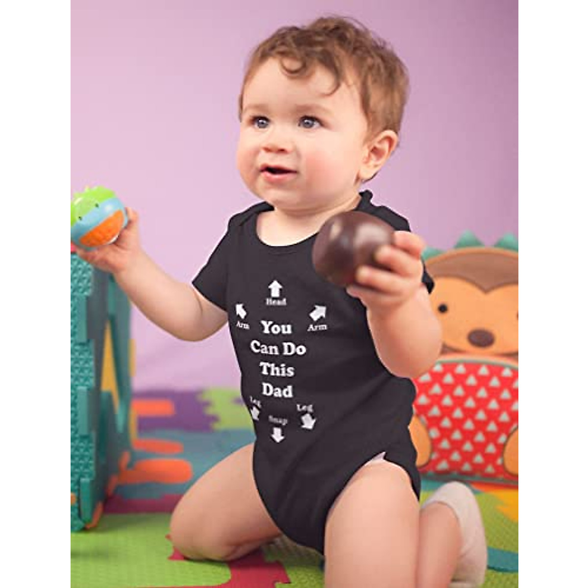 Tstars You Can Do This Dad Outfit Funny Gift for New Dads Cute Baby Boy Girl Bodysuit NB (0-3M) Black