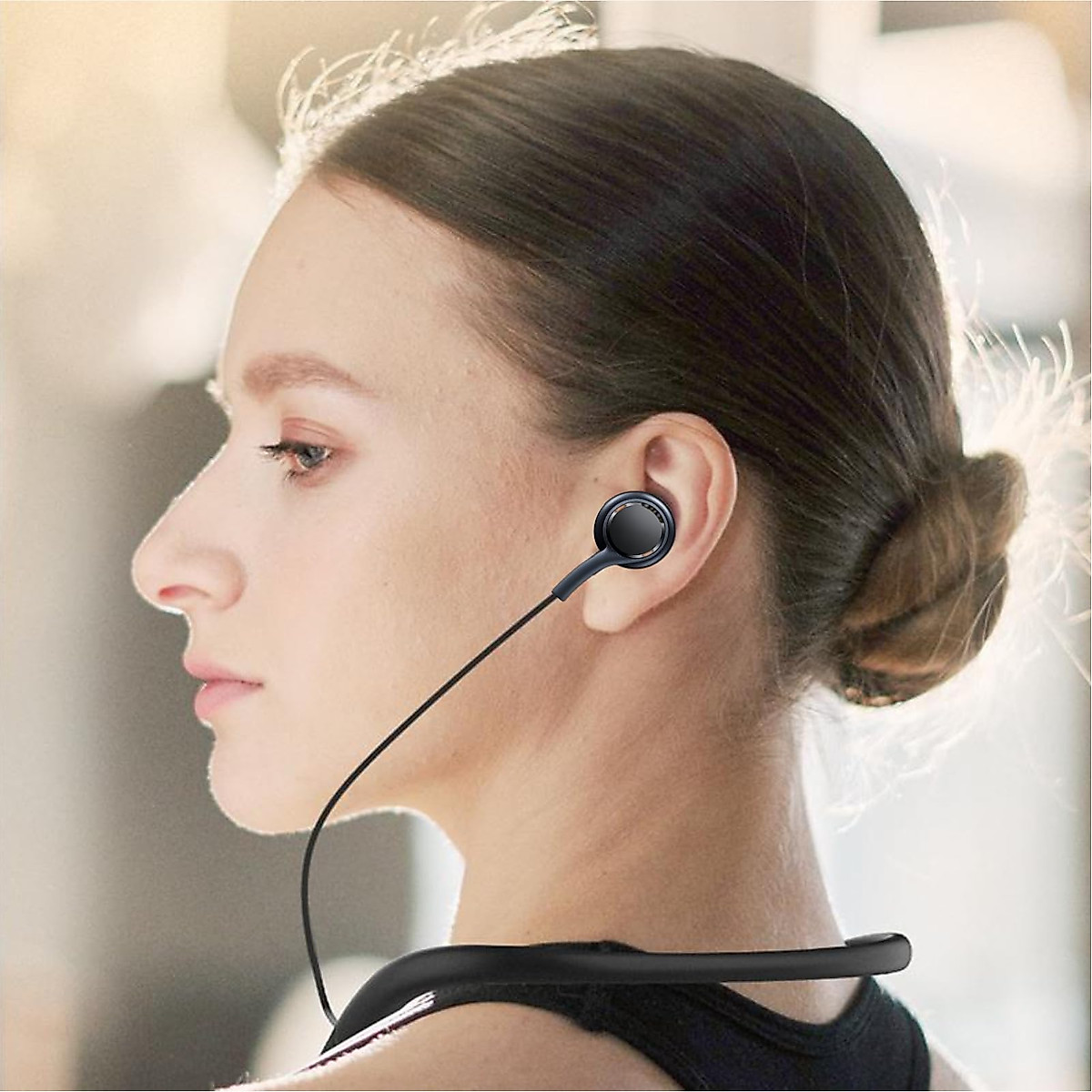 EGMITFX 2023 Sports Bluetooth Headset V5.2 Wireless Bluetooth Earbuds Neckband Headphones 48 Hours of Continuous Playback Time, Lossless Sound Support, Microphone and Volume Remote - Black