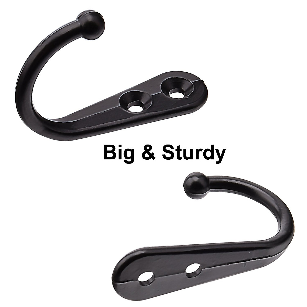 Sunmns 24 Pieces Coat Hooks Single Wall Mounted Robe Hook Vintage Hanger and 50 Pieces Screws (Black)