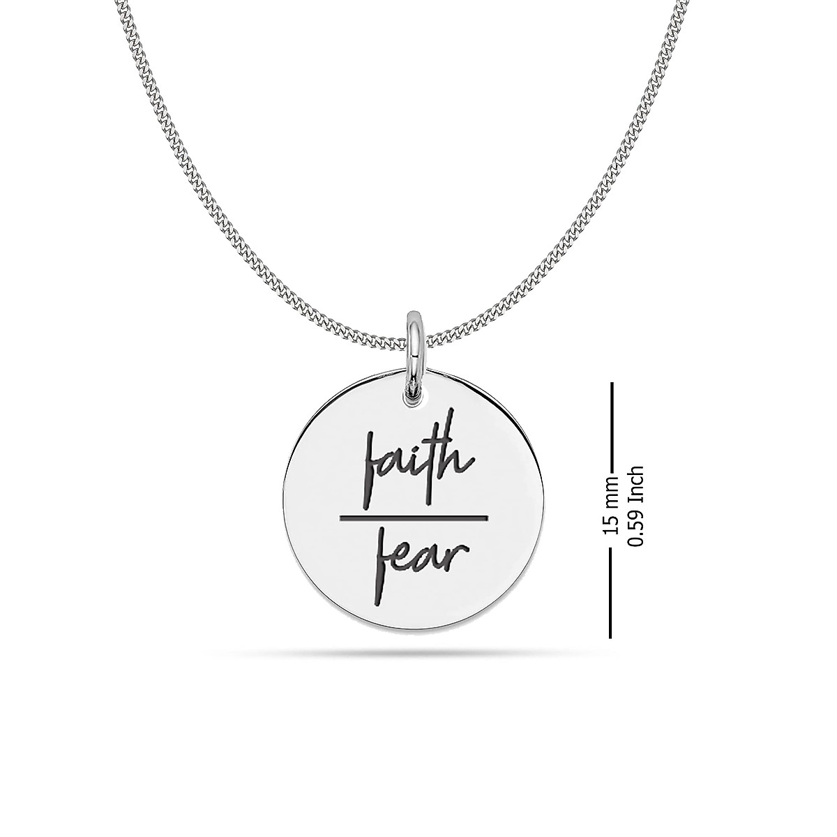 LeCalla 925 Sterling Silver Faith Over Fear Necklace for Women Teen, Gift for Best Friends, Gift for Her, Gift for Him