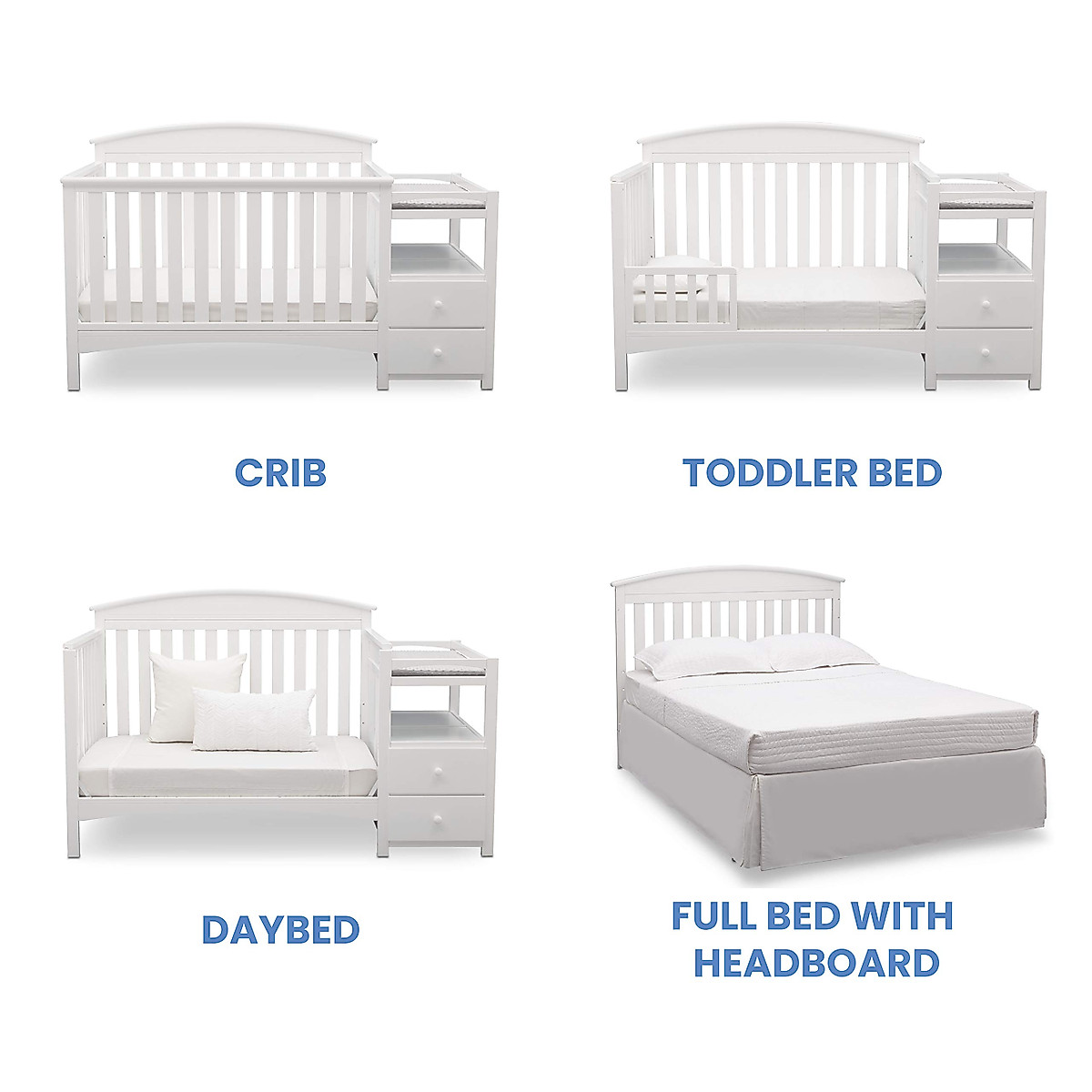 Delta Children Abby Convertible Crib and Changer, Bianca White