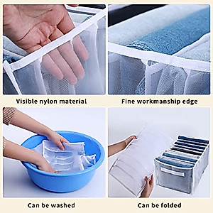 2PCS Wardrobe Clothes Organizer, LIVESO 9 Grids Visible Closet Organizer For Folded Clothing, Washable Clothes Drawer Organizer for Jeans, Sweaters,T-shirts,Pants,Legging,Kid Clothes