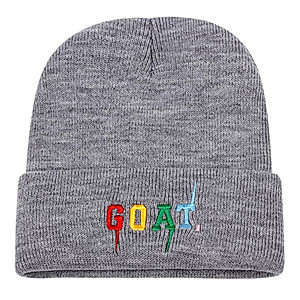 KDAND Goat Beanie Hat Winter Warm Letter Knitted Caps for Men Women Gray