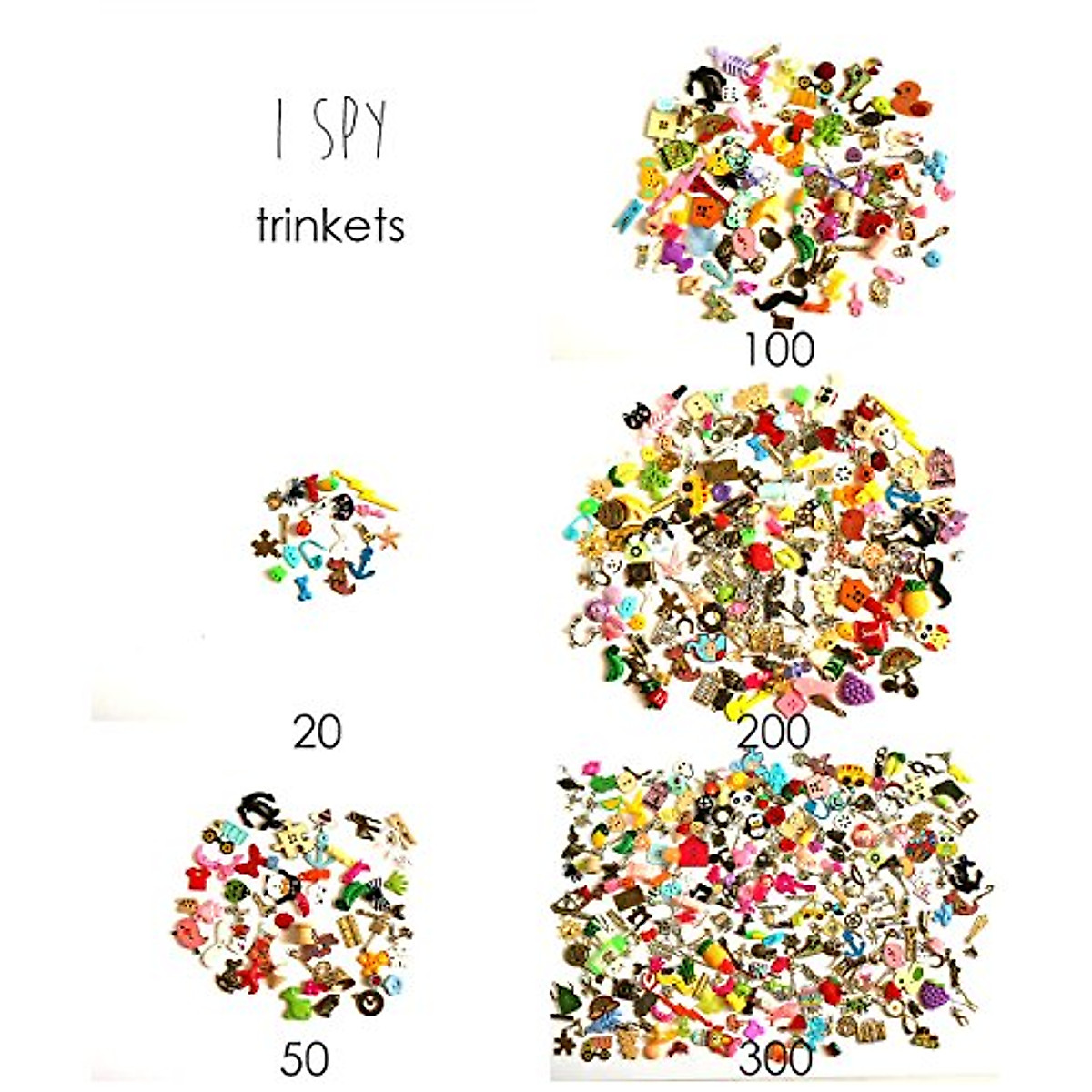 TomToy Small Mixed I Spy Trinkets for I Spy Bag/Bottle, DIY Projects, Crafts, Scrapbooking, 1-3cm, Set of 20 trinkets