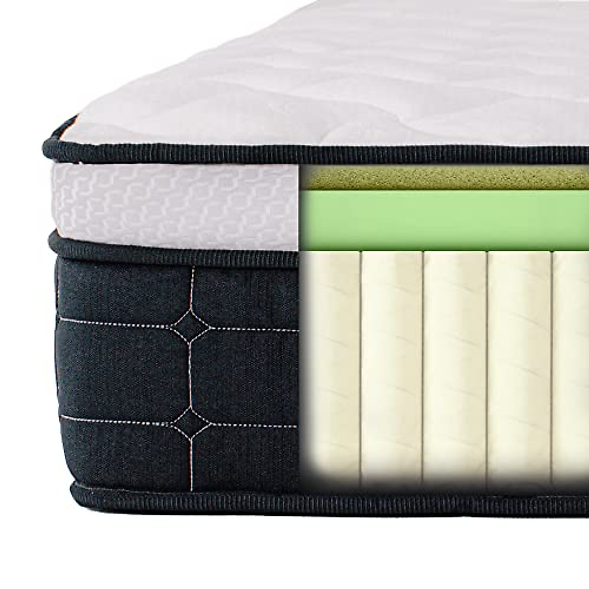 Novezza Home 12 Inch Hybrid Pillow-Top Mattress/Bed-in-a-Box/CertiPUR-US Certified Foam, King (NOVHM-P) White