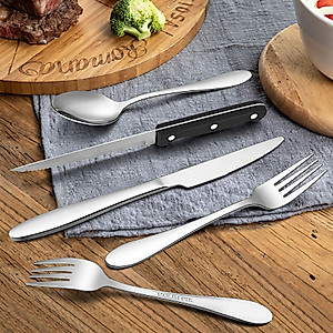 LIANYU 48-Piece Silverware Set for 8 with Steak Knives, Stainless Steel Flatware Cutlery Set, Eating Utensils Tableware Include Forks Knives Spoons, Dishwasher Safe