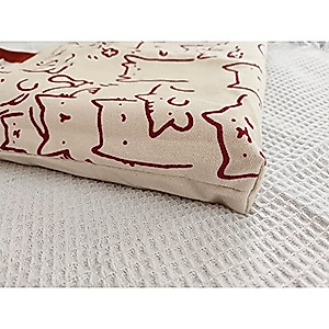 Komociya Cute Cat Canvas Tote Bag Aesthetic with Zipper for Women, Reusable Canvas Tote Bag for Grocery Shopping