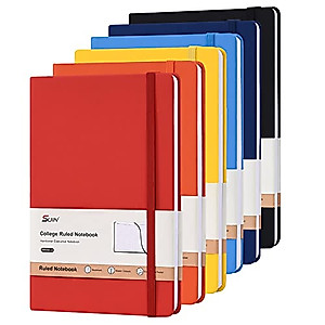 SUIN Hardcover-Journal-Notebooks, 6 Packs A5 Lined Journals Notebook for Writing 200 Pages, 8.2 x 5.5 inch, 6 Colors Classic Ruled Notebooks for Work/Travel/College