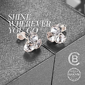 Chic Bijoux Birthstone Stud Earrings for Women, Handmade Earrings With 4 Austrian Crystals and 925 Sterling Silver, Gift for Her, Mom, Crystal Flower Jewelry, Xiris Collection