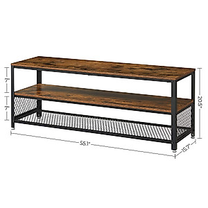 VASAGLE TV Stand, TV Cabinet for up to 60 Inch TV, Console, Coffee Table with Metal Frame, Wood-Like Grain, Industrial for Living Room, Rustic Brown and Black ULTV50BX