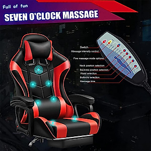 TBQATNTS Gaming Chair with Speakers,Led Gaming Chair,Ergonomic Pro Gaming Chair with Full Massage Lumbar Support Bluetooth Speakers Backrest Adjustable/Gaming Chairs for Adults,Black