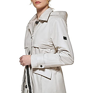 Karl Lagerfeld Paris Women's Belted Trench Coat, Button UP Sand, Large