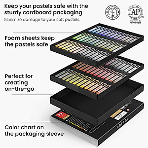 ARTEZA Soft Pastels for Artists, Set of 72 Chalk Pastels for Artists Sticks, Chalk Crayons Art Supplies for Drawing, Blending, Layering, and Shading