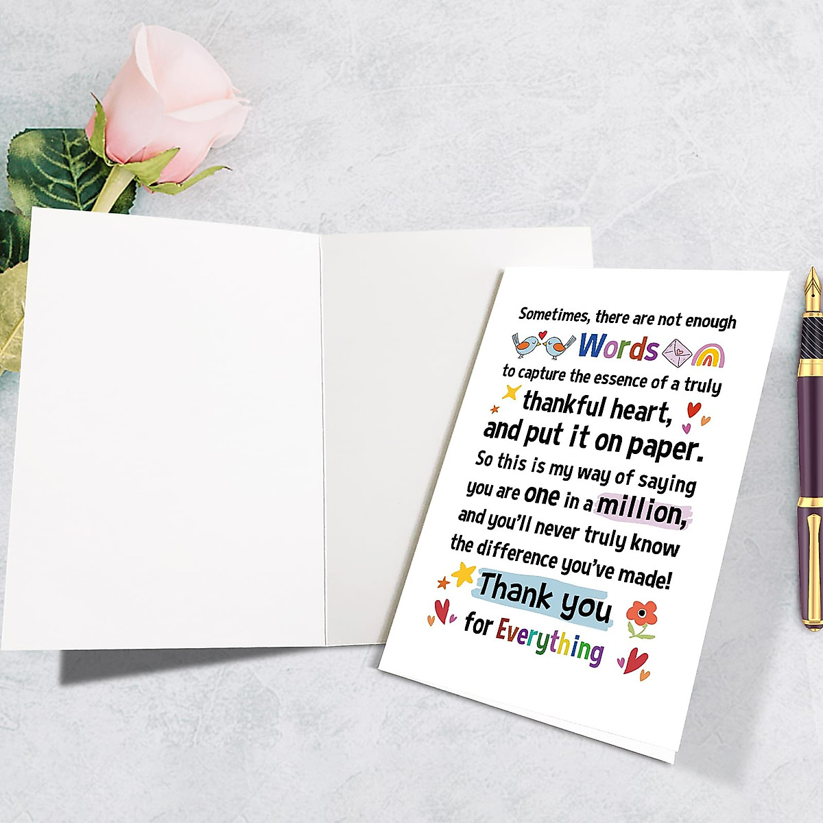 Supoeguk Lovely Thank You Card for Friend, Appreciation Card for Boss Coworker, Poem Thank You Card for Teacher, Sweet Friendship Card for Him Her, One in A Million