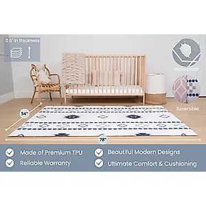 ThriveFully Kids Baby Play Mat for Floor | Toddler Tummy Time Crawling Mat | Soft Non-Toxic Foam Playmat | Non-Slip Waterproof Reversible Easy to Clean (Lotus/Desert Pink - 78" x 54")