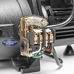 Superior Pump 94520 1/2 HP Cast Iron Convertible Jet Pump Kit W/24L, 24L Tank, Black