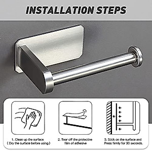 Toilet Paper Holder Stand Wall Mounted - MDHAND Self Adhesive Toilet Paper Holder, 304 Stainless Steel Toilet Paper Roll Holder for Bathroom Kitchen Washroom