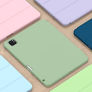 ZryXal New iPad Pro 13 Inch Case (2024 Model, 7th Generation) with Pencil Holder, Smart iPad Case [Support Pencil Pro and Pencil (USB-C)], Support Touch ID and Auto Wake/Sleep (Old Matcha Green)