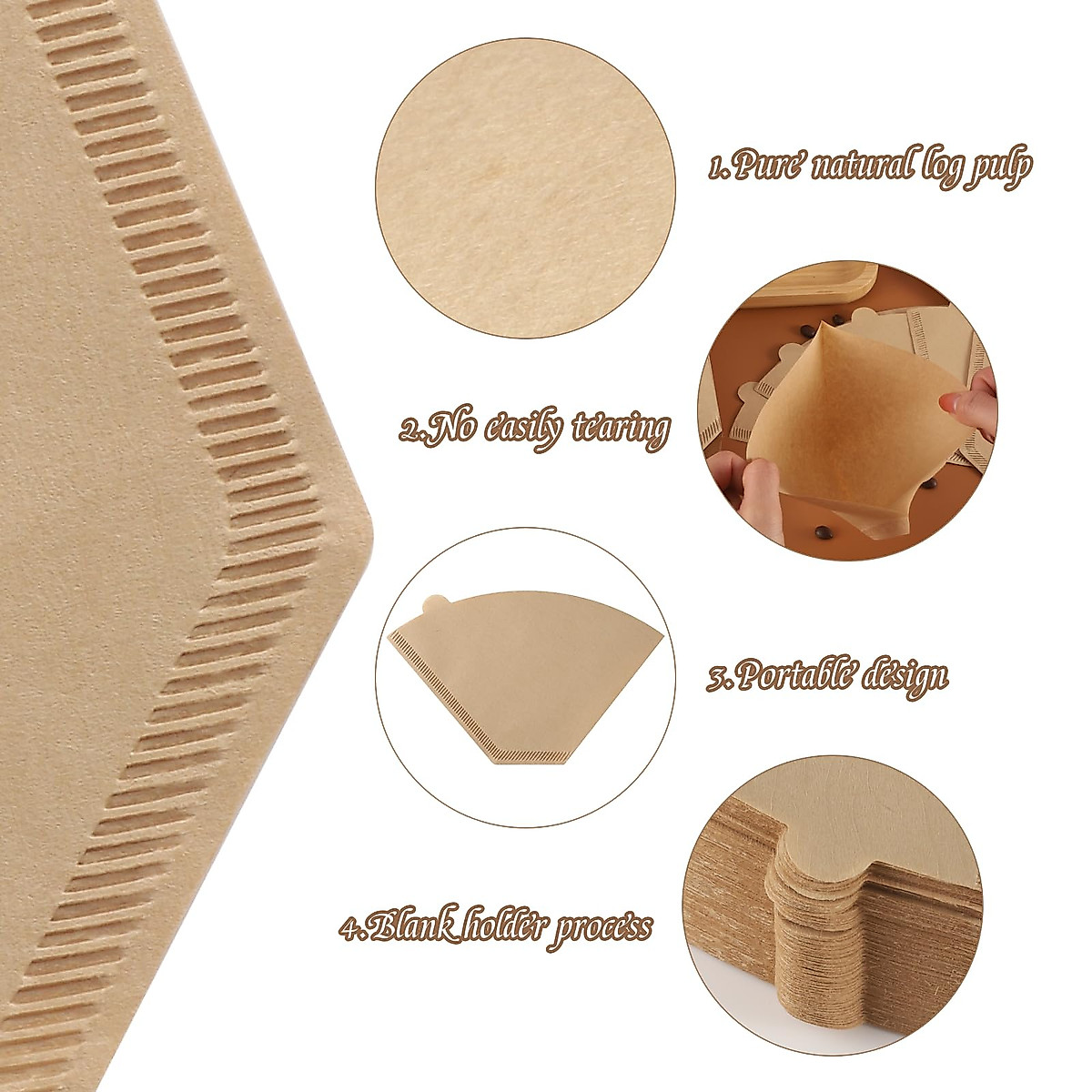 160 Count #4 Cone Coffee Filters 8-12 Cup Disposable Coffee Filters 4 Cone Paper Unbleached Natural Number 4 Filters Paper Compatible with Ninja Coffee Filter, Drip and Pour Over Coffee Maker