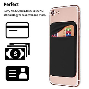 OBVIS Cell Phone Pocket Self Adhesive Card Holder Stick On Wallet Sleeve with Adhesive RFID Card ID Credit Card ATM Card Holder for iPhone Android 2 Pack Black