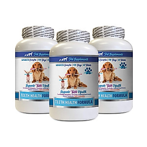 PET SUPPLEMENTS Dog Bad Breath Products - Dog Teeth Health Formula - Advanced Support Complex - Overall Health - coq10 for Dogs chewable - 3 Bottles (180 Tablets)