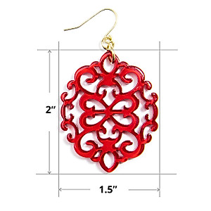 ZENZII Modern Damask Pattern Resin Earring (Hot Pink)