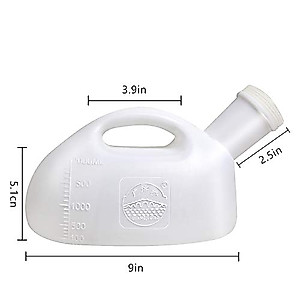 Portable Urinal for Women & Men, OOCOME Urinal Bottle Spill Proof Bedside Urinals 2000ml Travel Camping Urinal Toilet Pee Bottle with Long Hose (White)