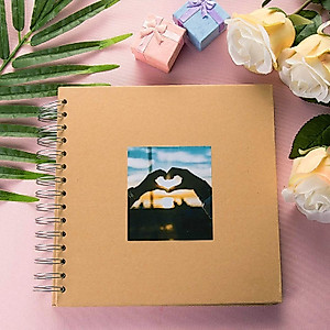 80 Pages Hardcover Kraft Scrapbook Albums, Blank DIY Journal for Scrapbooking (8x8 Inches)