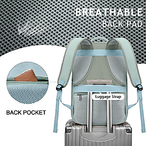 MATEIN Carry on Backpack for Women, 40L Large Travel Laptop Backpacks with USB Charge Port, Airline Approved Water Resistant Luggage College Weekender Overnight Bag Fits 17.3 Inch Notebook, Light Blue