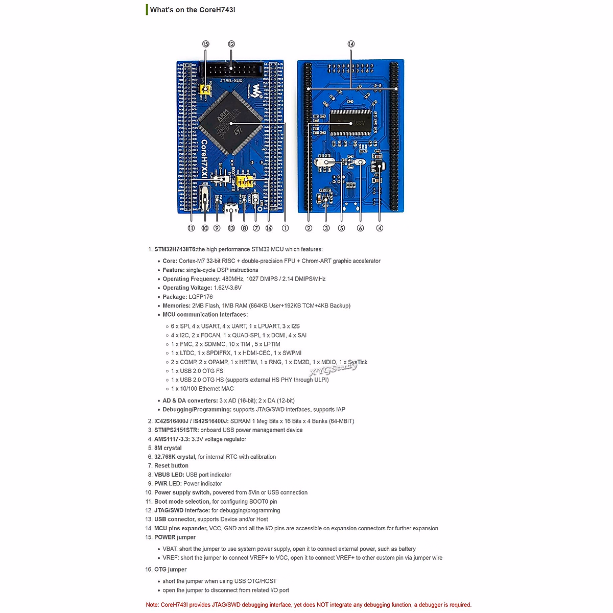OpenH743I-C Standard, STM32H7 STM32 Development Board Designed for The STM32H743IIT6 ...