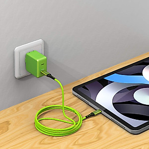 Limebrite 20W Fast Charging Wall Charger + 10ft Braided Cable Compatible with iPad Air (2022/2020), iPad Pro 11", iPad Pro 12.9" (2022/2021/2020/2018) (Purple)