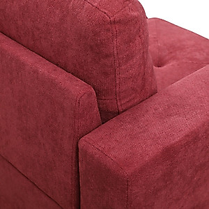 LOPOO 3-Piece 97.5'' L-Shaped Sectional Sofas with 66.5'' Chaise Lounge and Storage Ottoman, Flannelette Modular Large Living Room Couches for Home Office, Living Furniture Right Hand Facing (Red)